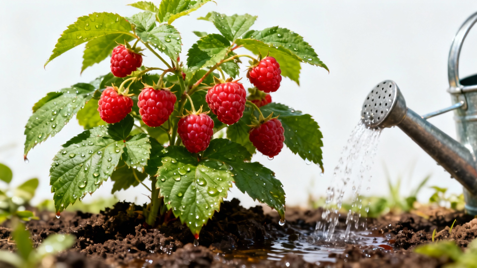 How often should you water your red raspberry plants for optimal fruit ...