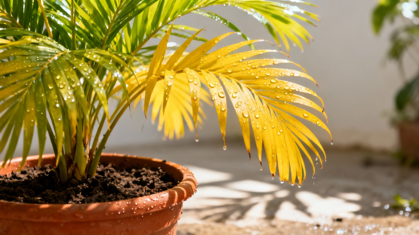 How often should you water your yellow butterfly palm for healthy growth